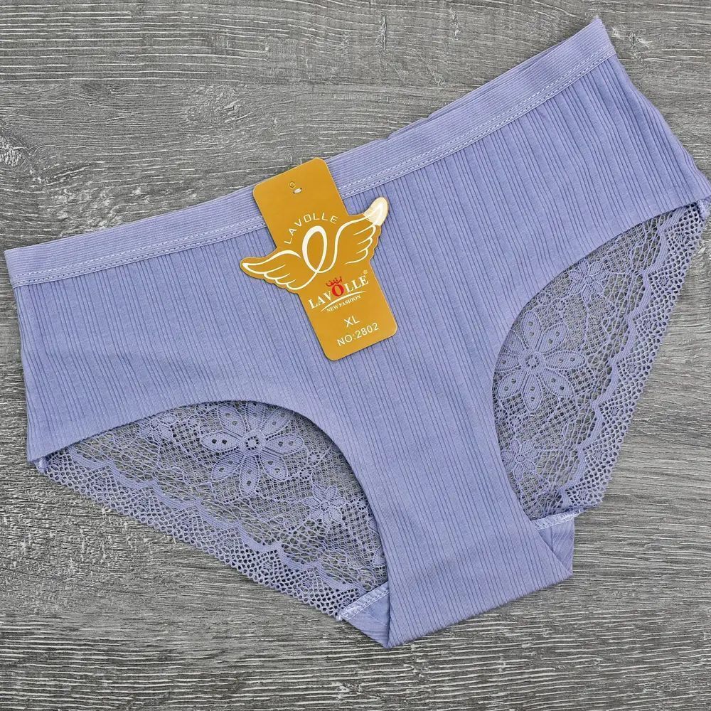 Жіночі трусики сліпи безшовні рифлені з мереживом LAVOLLE, 4 шт асорті, XL - Магазин шкарпеток